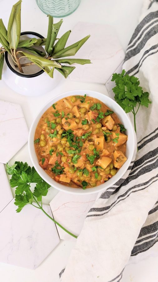 Potato Pea Curry (Aloo Matar) Recipe - The Herbeevore