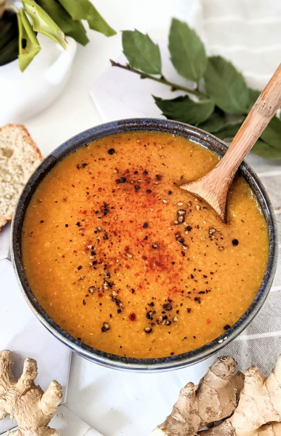 Red Lentil Ginger Soup Recipe - The Herbeevore