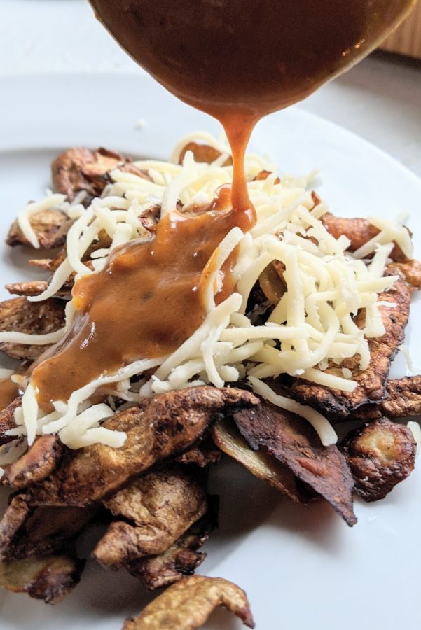 Potato Peel Poutine - A No Waste Potato Peel Recipe! - The Herbeevore