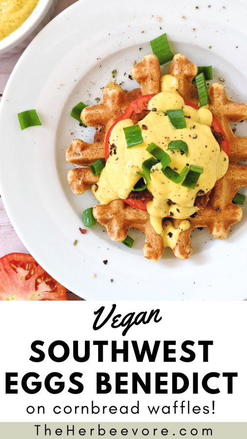 Eggs Benedict with Cornbread Waffles Recipe - The Herbeevore