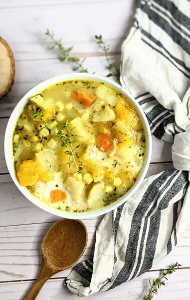 Creamy Vegan Vegetable Chowder Recipe - The Herbeevore