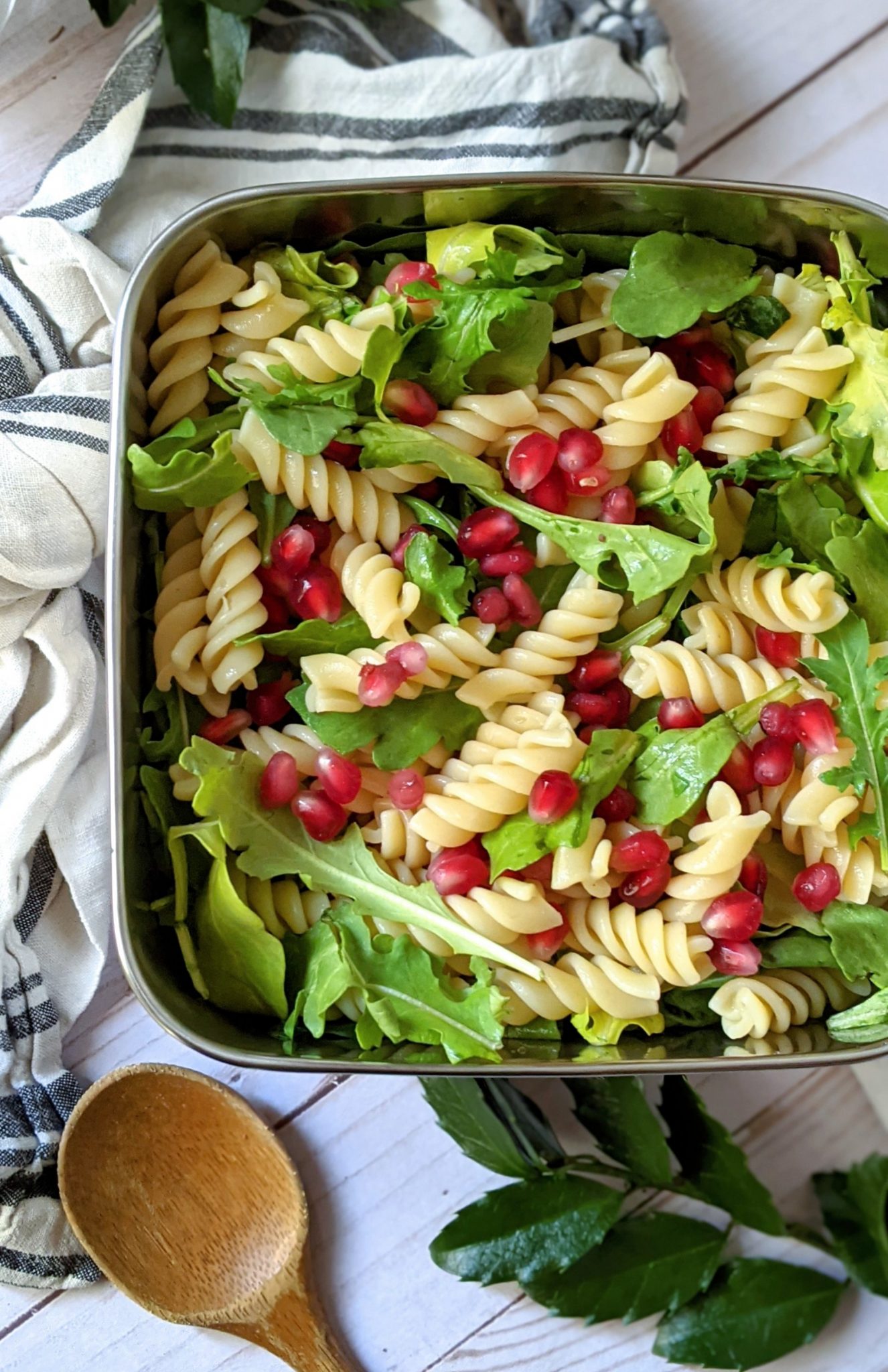 Pomegranate Pasta Salad with Arugula Recipe - The Herbeevore