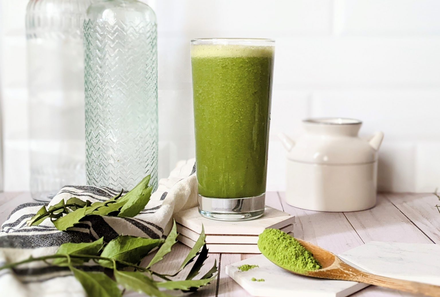 Matcha Fruit Smoothie Recipe (Dairy Free, Vegan) - The Herbeevore