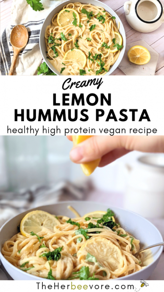 Hummus Pasta Sauce Recipe with Lemon (Vegan, Dairy Free) - The Herbeevore