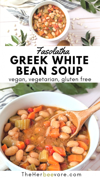 Fasolatha White Bean Soup Recipe (Vegan, Gluten Free, High Fiber)