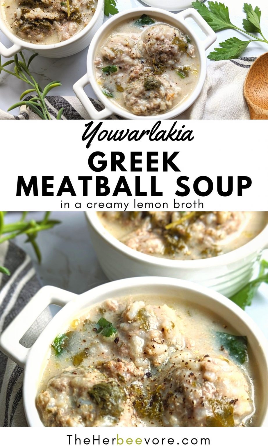 Greek Meatball Soup Recipe (Youvarlakia) - The Herbeevore